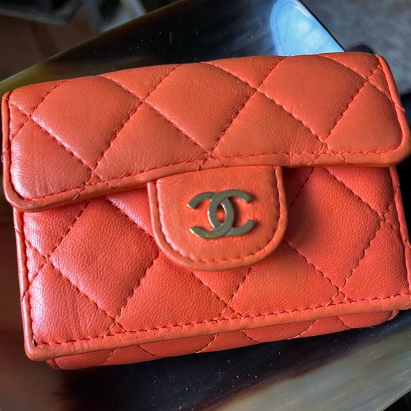 CHANEL | Bags | Chanel Pre Loved Expandable Coral Wallet | Poshmark